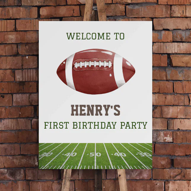 1st Birthday Welcome Sign Football First Year Down | Zazzle