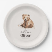 1st Birthday Wild One bear modern elegant party Paper Plates | Zazzle