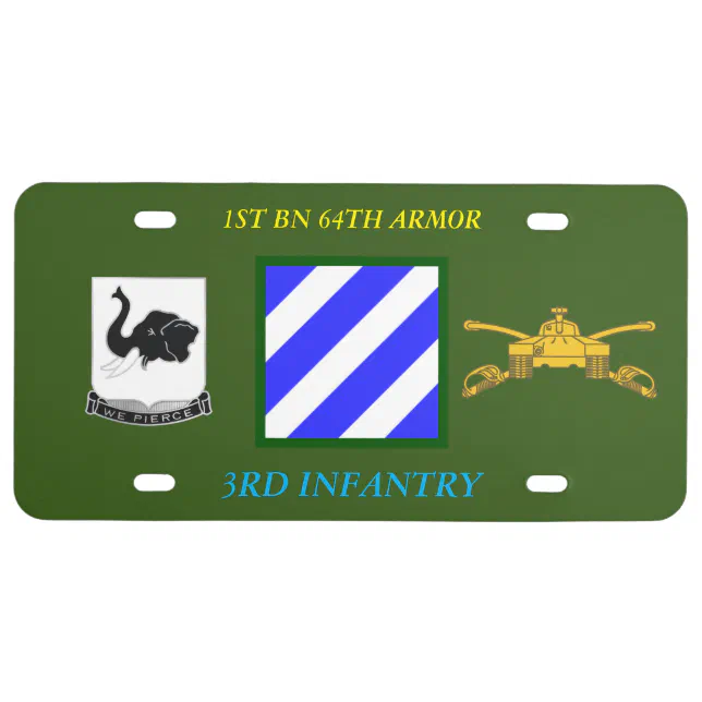 1ST BN 64TH ARMOR 3RD INFANTRY DIVISION LICENSE PLATE | Zazzle
