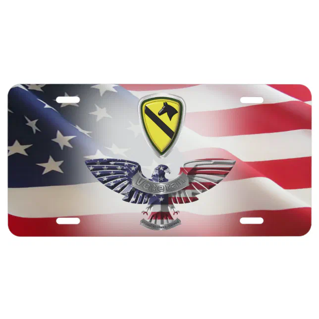 1st Cavalry Division Eagle American Flag License Plate | Zazzle