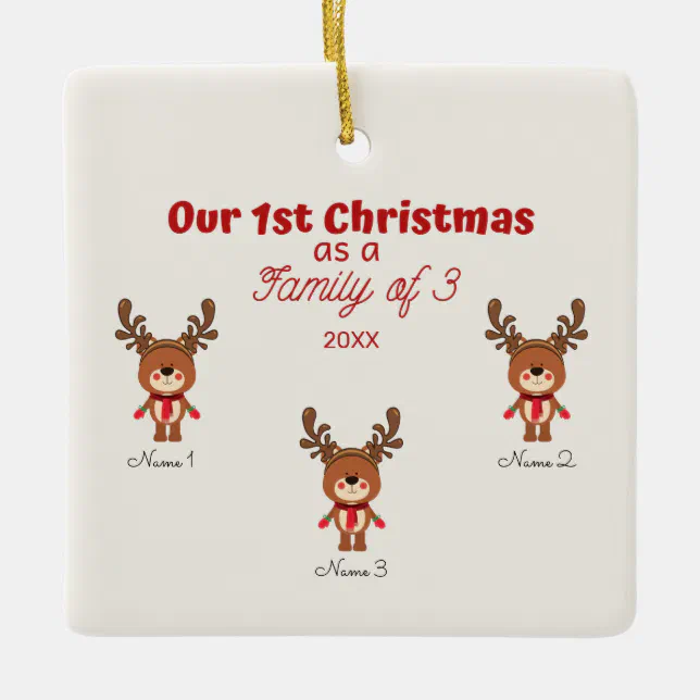 1st Christmas as a Family of 3 Ornament | Zazzle