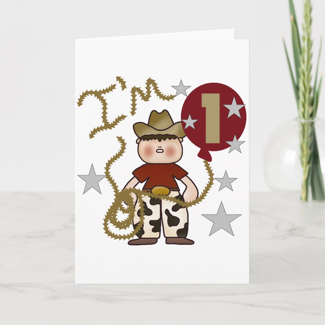1st Cowboy Birthday Tshirts and Gifts Card | Zazzle