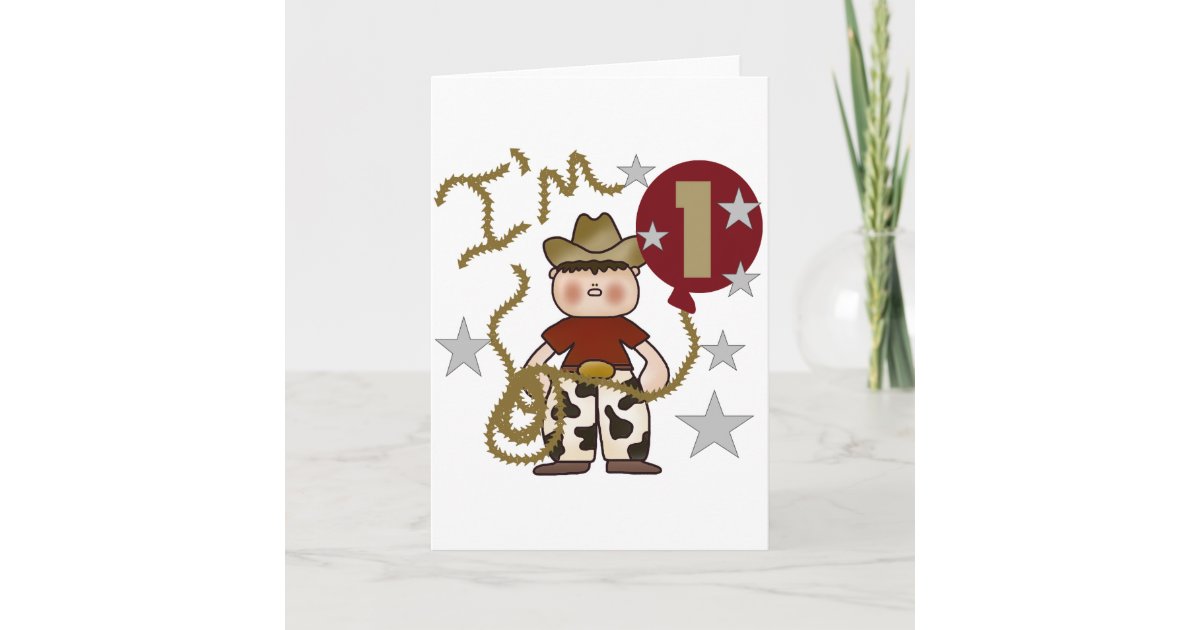 1st Cowboy Birthday Tshirts and Gifts Card | Zazzle