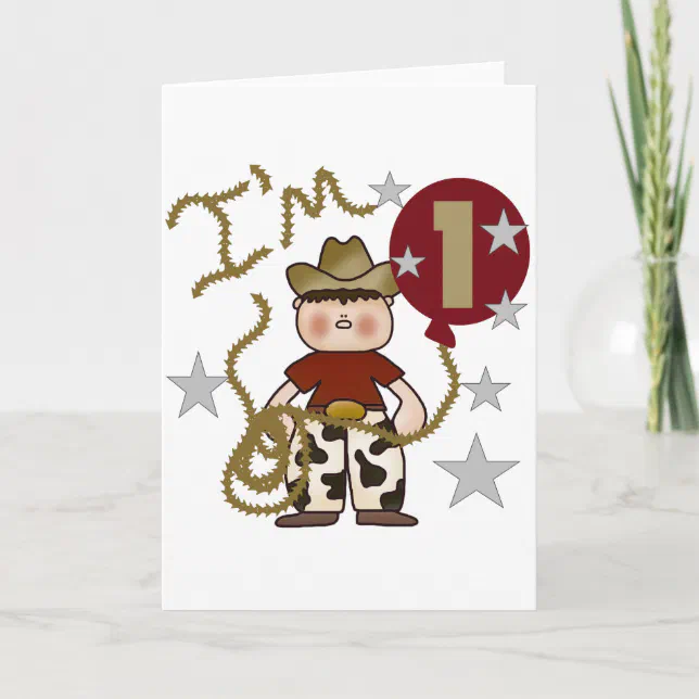1st Cowboy Birthday Tshirts and Gifts Card | Zazzle