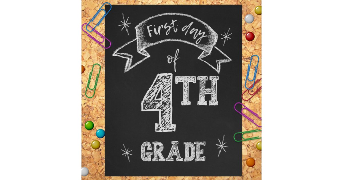 1st Day of 4th Grade, First Day Back to School Photo Print | Zazzle