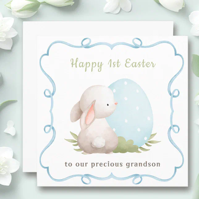 1st Easter card bunny grandson Easter card | Zazzle