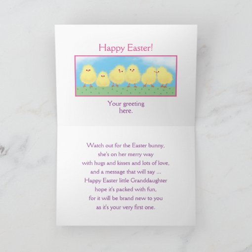 1st Easter, Granddaughter, Wooly Bunny with Eggs Holiday Card | Zazzle