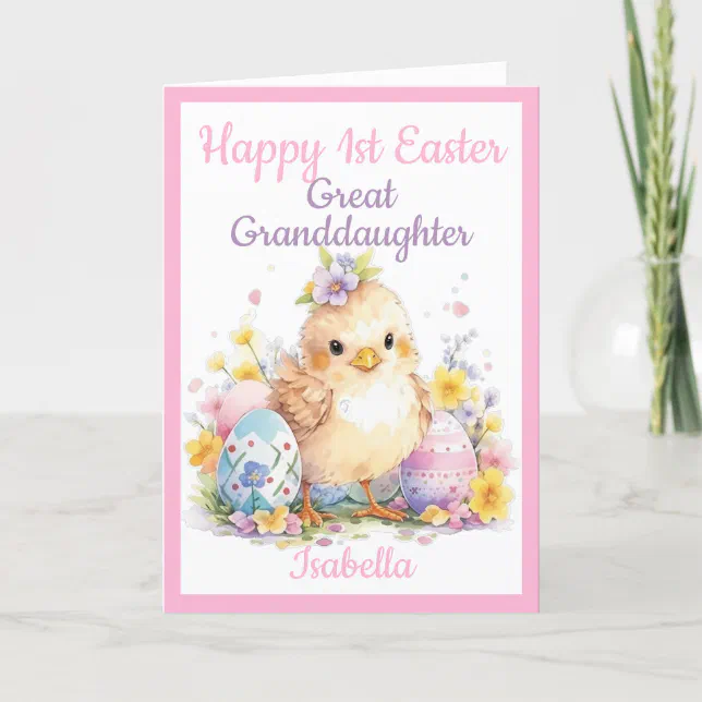 1st Easter Great Granddaughter Chick Egg Cute Holiday Card | Zazzle