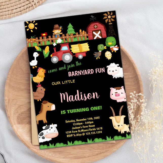1st Farm Barnyard birthday invitations | Zazzle