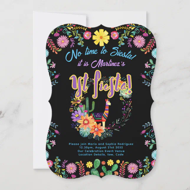 1st Fiesta Birthday For a BOY Folkart Floral 5x7 Invitation | Zazzle