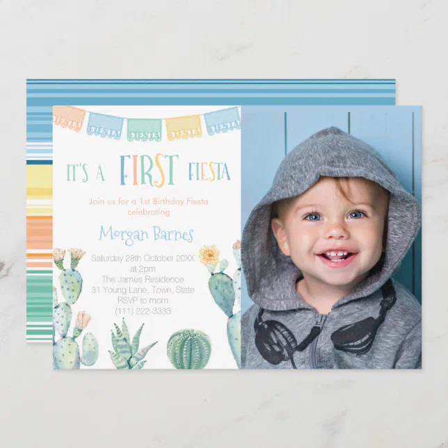 1st Fiesta Mexican Theme Boy First Birthday Party Invitation | Zazzle