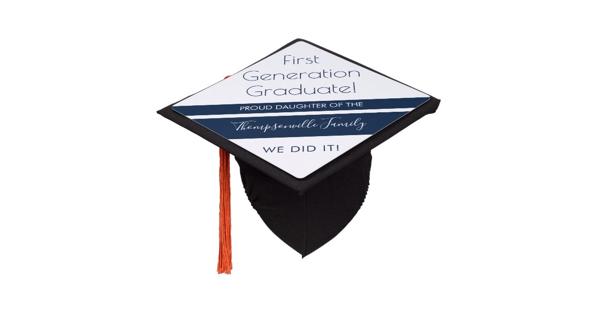 1st Generation Graduate Family Name Blue White Graduation Cap Topper ...