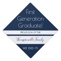 1st Generation Graduate Success Family Name Blue Graduation Cap Topper ...