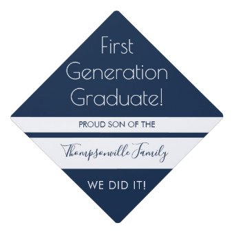 1st Generation Graduate Success Family Name Blue Graduation Cap Topper ...