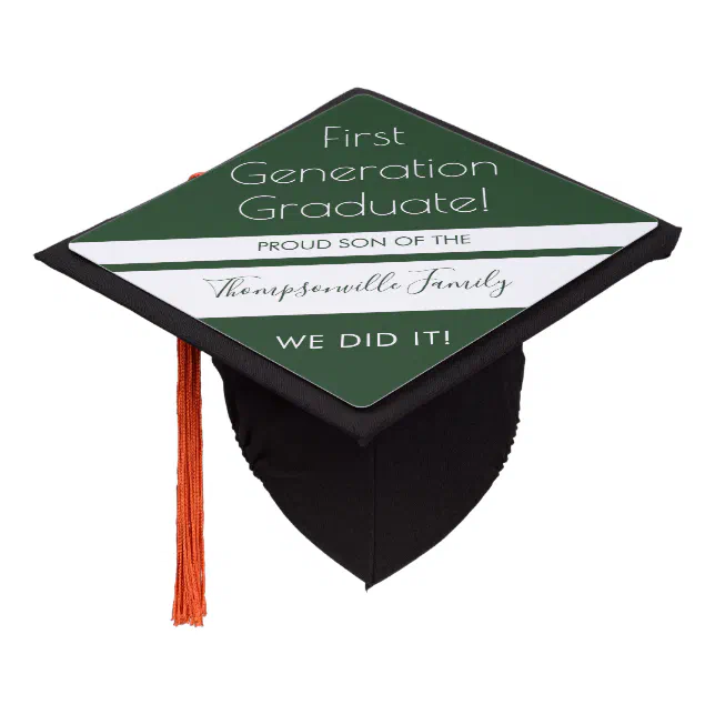 1st Generation Graduate Success Family Name Green Graduation Cap Topper ...