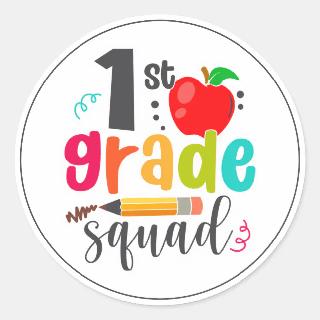 1st grade class school colorful stickers | Zazzle