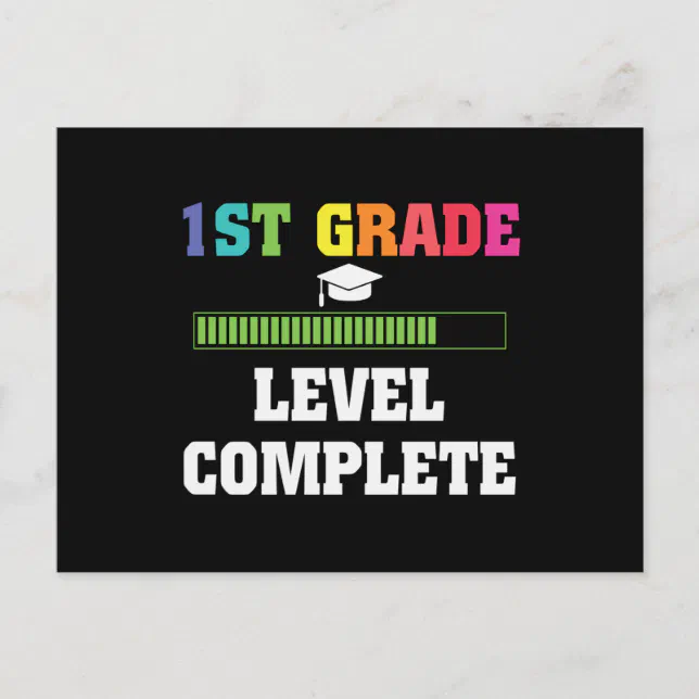 1st Grade Level Complete Kids Graduation Postcard | Zazzle