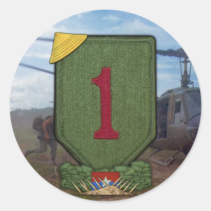 1st INF DIV infantry division vietnam war patch Classic Round Sticker ...