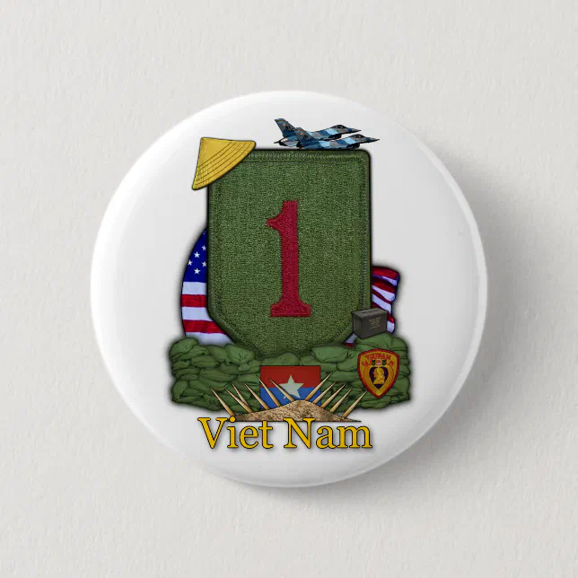 1st infantry division vietnam war vets Button | Zazzle