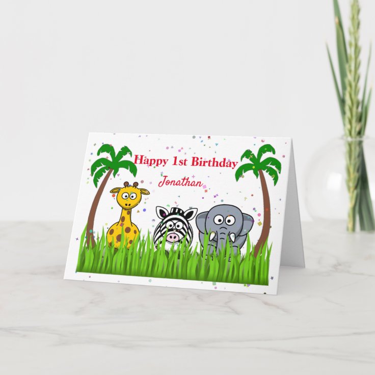1st or Any Age Jungle Birthday Card | Zazzle