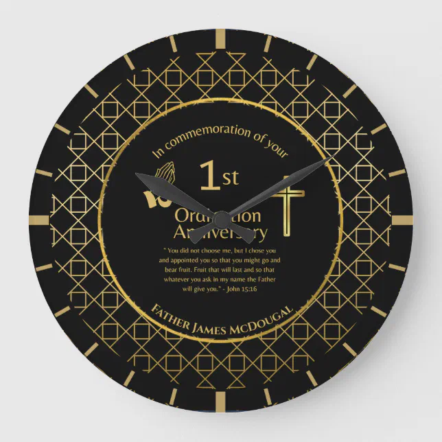 1st Ordination Anniversary Priest PERSONALIZED Large Clock | Zazzle