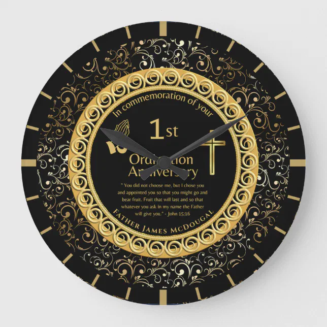 1st Ordination Anniversary Priest PERSONALIZED Large Clock | Zazzle