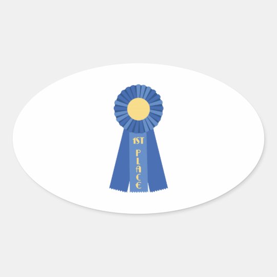 1st Place Ribbon Oval Sticker | Zazzle.com