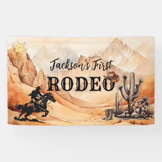 1st Rodeo Cowboy Western Banner for First Birthday | Zazzle