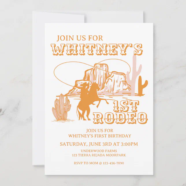 1st Rodeo, First Rodeo Birthday, Cowgirl Birthday Invitation | Zazzle
