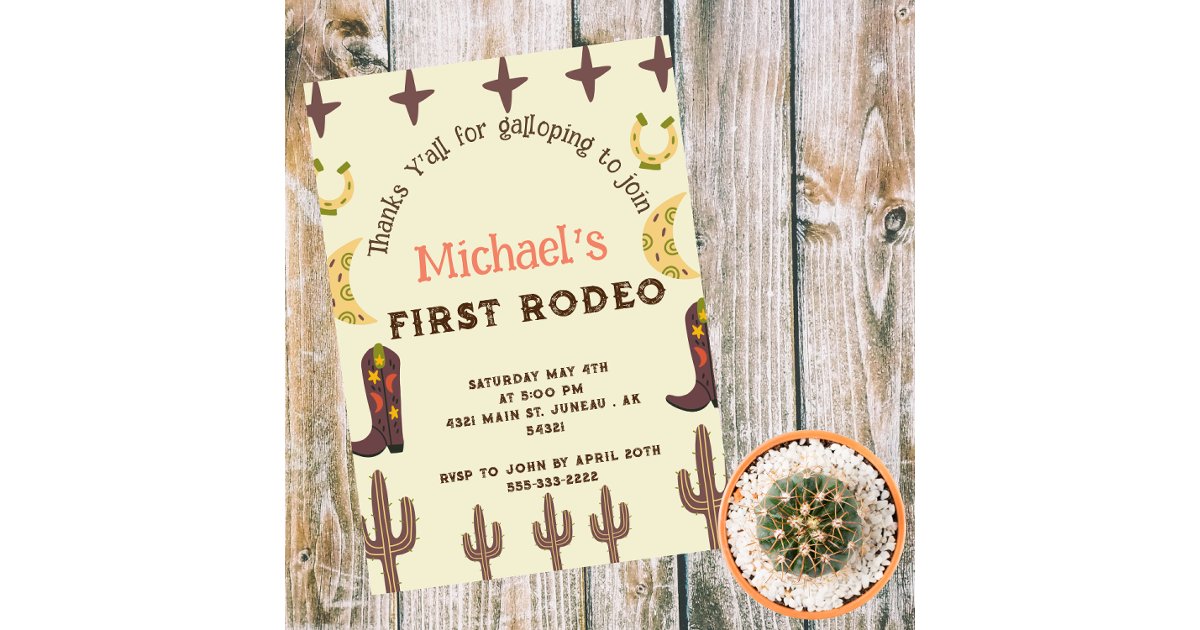 1st Rodeo Western Party Country Birthday Invitation | Zazzle