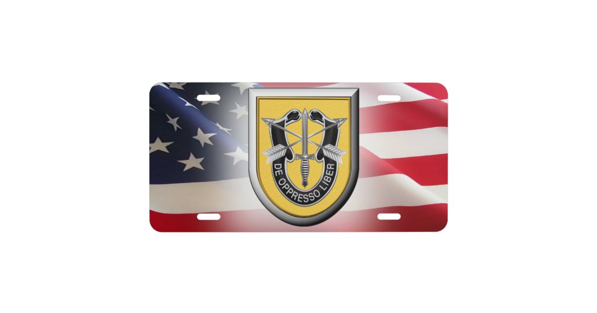 1st Special Forces Group (A) With American Flag License Plate | Zazzle
