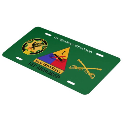 1ST SQDN 1ST CAVALRY 1ST ARMORED LICENSE PLATE | Zazzle