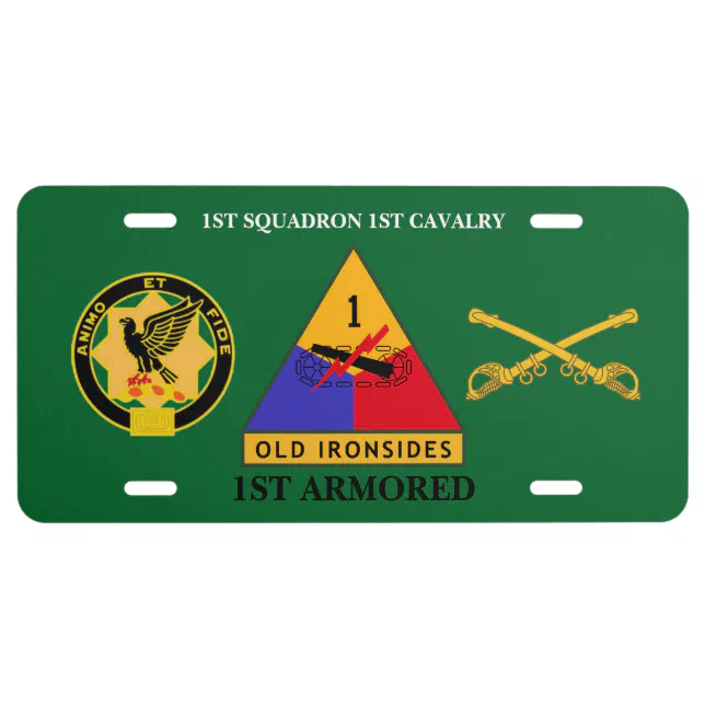 1ST SQDN 1ST CAVALRY 1ST ARMORED LICENSE PLATE | Zazzle