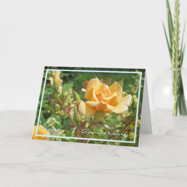1st Wedding Anniversary Wishes Yellow Rose Elegant Card | Zazzle