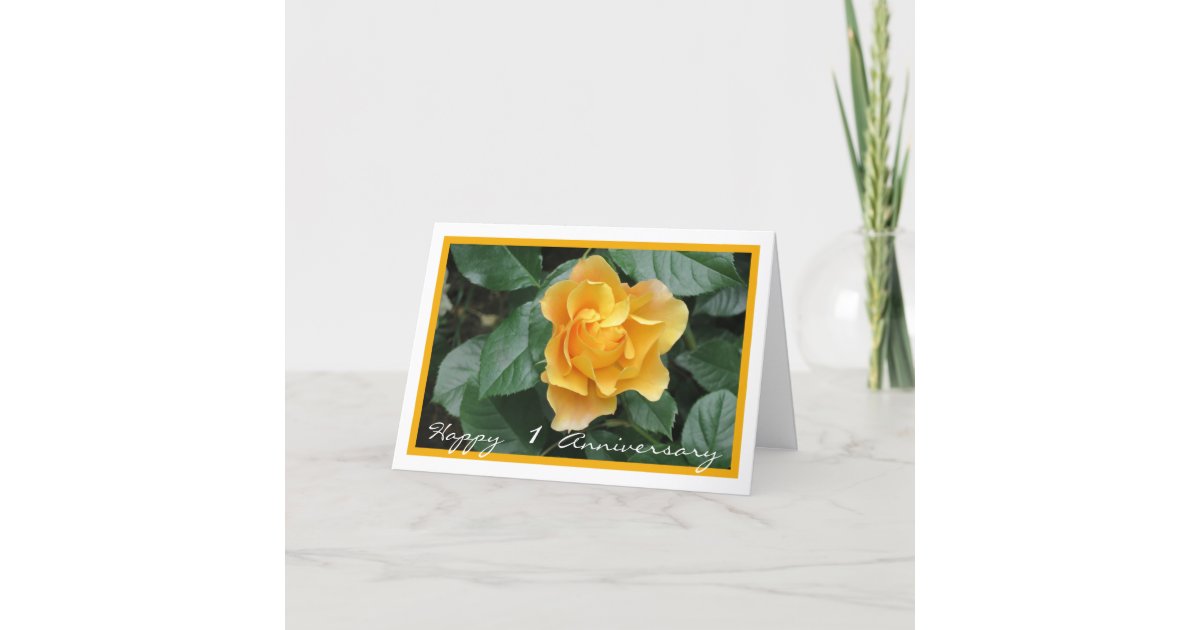 1st Wedding Anniversary Wishes Yellow Rose Elegant Card | Zazzle