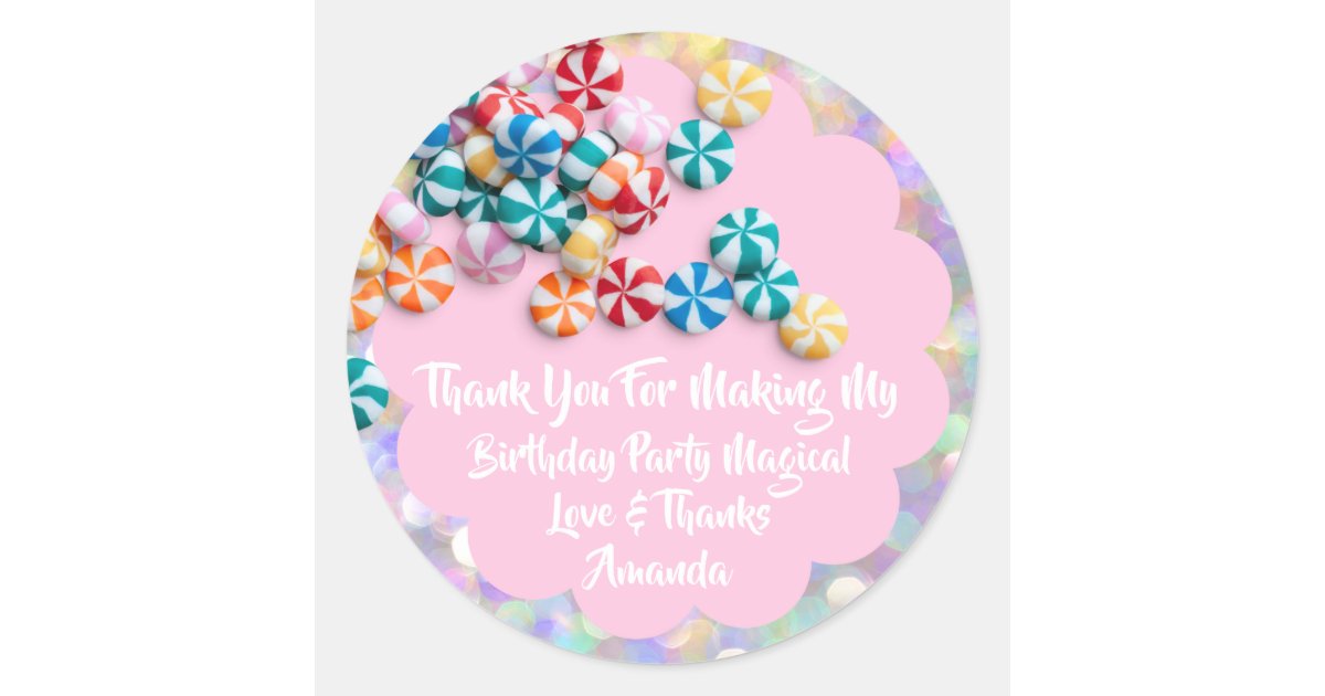 1th Birthday Favor Baby Shower Pink Jelly Belly Classic Round Sticker ...