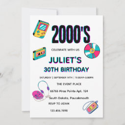 2000s party blank 30th birthday invitations | Zazzle