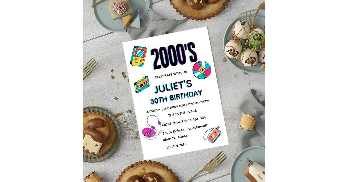 2000s party blank 30th birthday invitations | Zazzle
