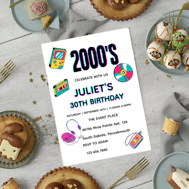 2000s party blank 30th birthday invitations | Zazzle