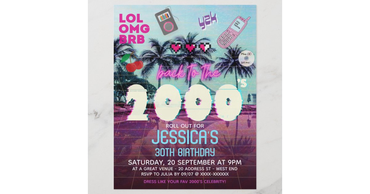 2000's Party Invitation Flyer | Zazzle