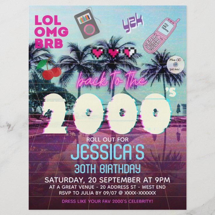 2000's Party Invitation Flyer | Zazzle
