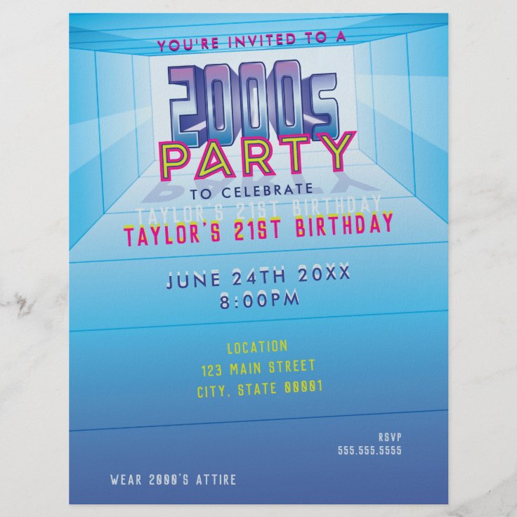 2000s Party Theme Invite Flyer | Zazzle
