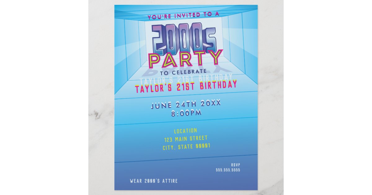 2000s Party Theme Invite Flyer | Zazzle