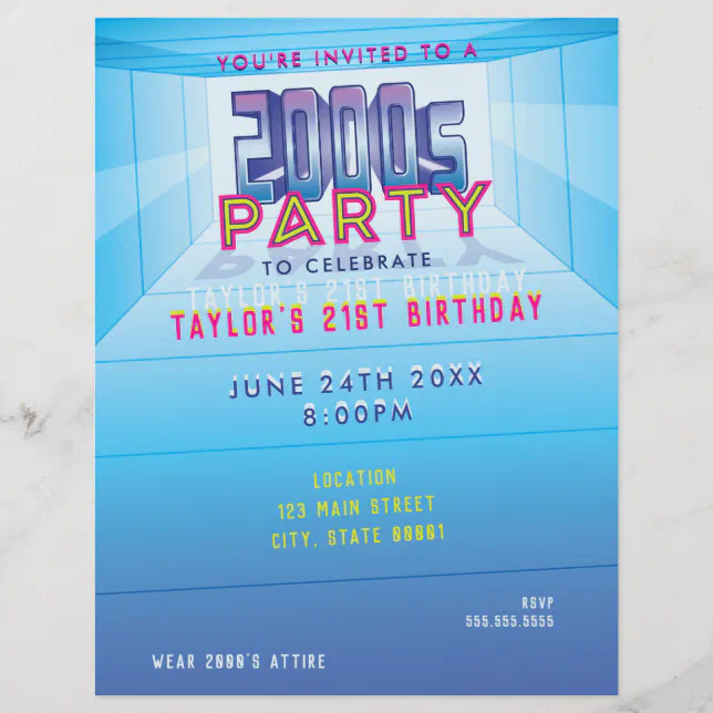 2000s Party Theme Invite Flyer | Zazzle