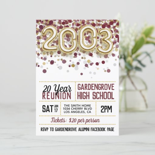 2003 High School College Reunion Invitation | Zazzle