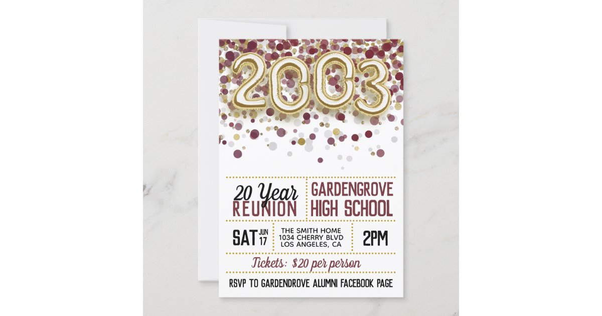 2003 High School College Reunion Invitation | Zazzle