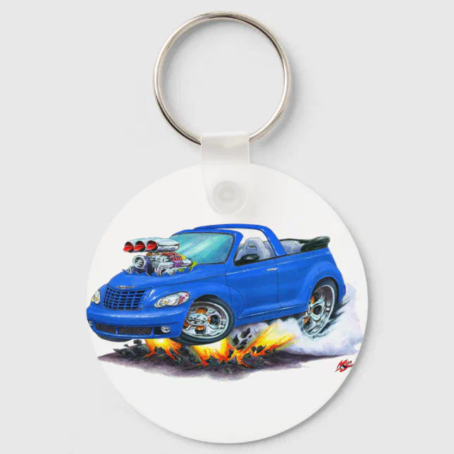 2008-10 PT Cruiser Blue Convertible Keychain | Zazzle