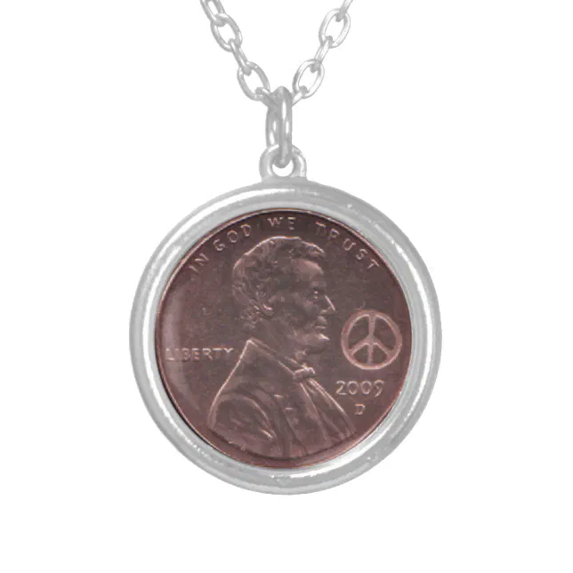 2009 PEACE Lincoln Cent Penny HIPPIE Birth Year Silver Plated Necklace ...