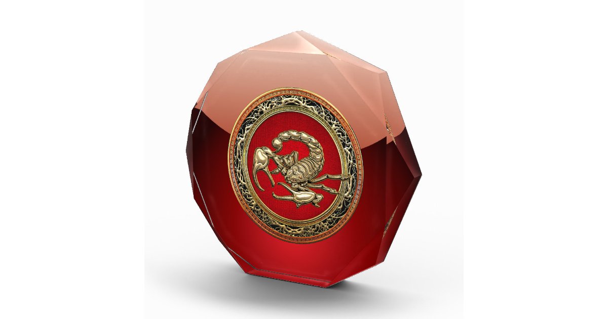 [200] Sacred Golden Scorpion on Red Award | Zazzle