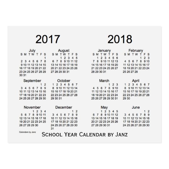 2017-2018 School Year White Smoke Calendar by Janz Postcard | Zazzle.com